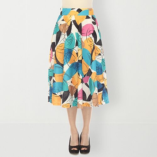 Click here for Womens White Mark Leaf Print Flared Midi Skirt prices