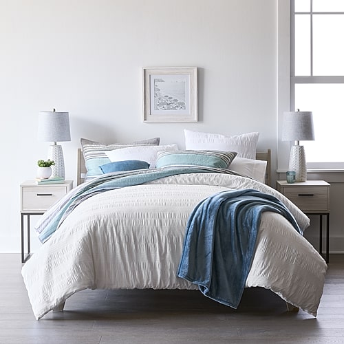 Home Expressions Crinkle Texture Comforter Set  One Size  White