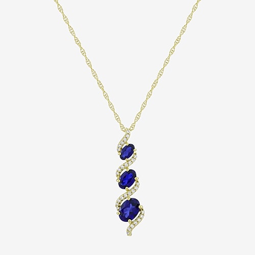Click here for Womens Lab Created Blue Sapphire 14K Gold Over Sil... prices