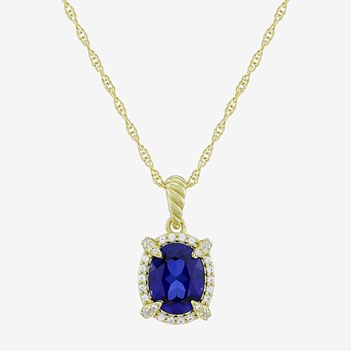 Click here for Womens Lab Created Blue Sapphire 14K Gold Over Sil... prices