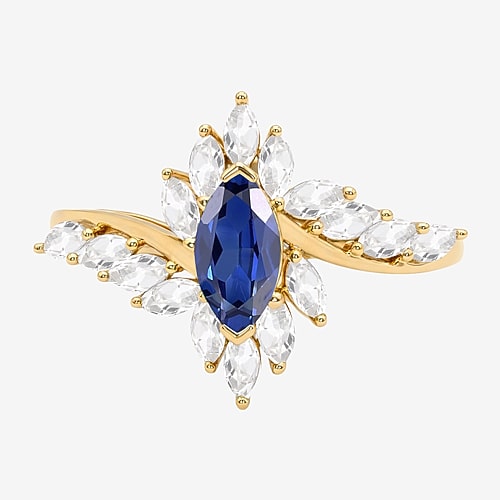 Click here for Womens Lab Created Blue Sapphire 14K Gold Over Sil... prices