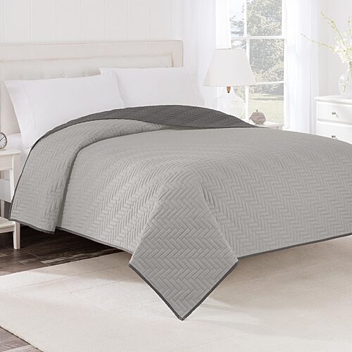 WestPoint Home Reversible Coverlet  King - Light Grey
