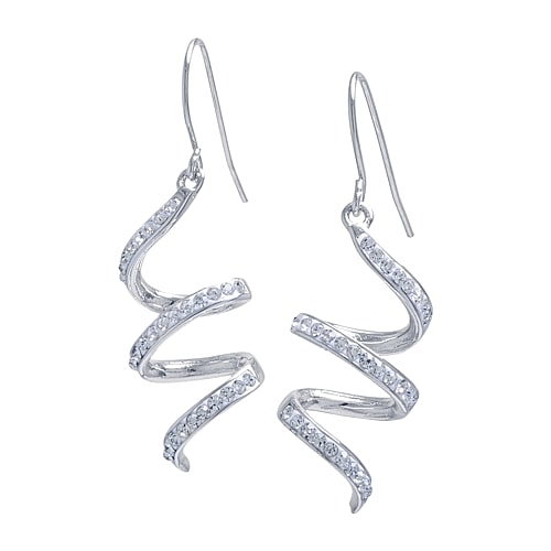 Click here for Athra Fine Silver Plated Spiral Crystal Drop Earri... prices