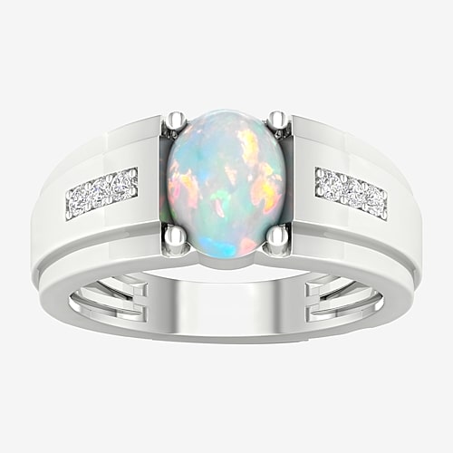 Click here for Mens Lab Created White Opal Sterling Silver Fashio... prices