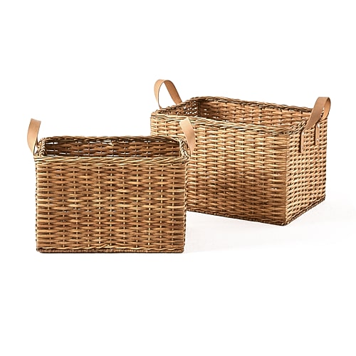 Click here for Baum Rattan Rectangular Decorative Basket with Fau... prices