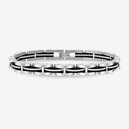 Click here for Mens Stainless Steel & Black IP Link Bracelet  One... prices