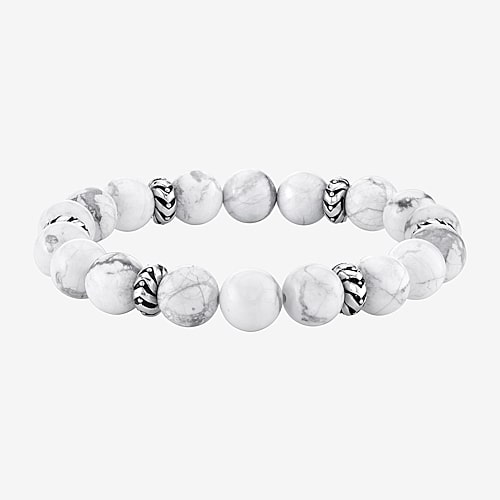Click here for Mens White Howlite Sterling Silver Beaded Bracelet... prices