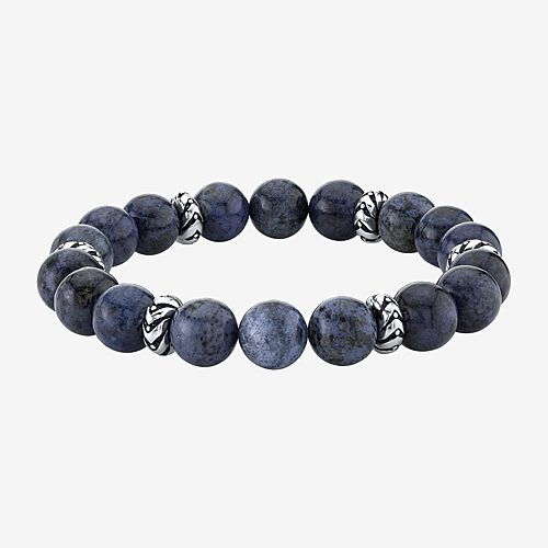 Click here for Mens Blue Sterling Silver Beaded Bracelet  One Siz... prices