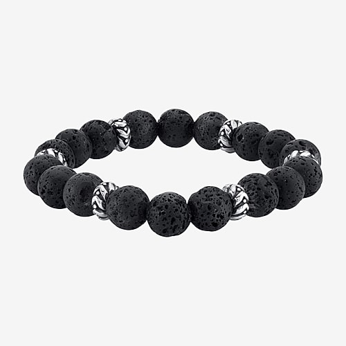 Click here for Mens Black Sterling Silver Beaded Bracelet  One Si... prices