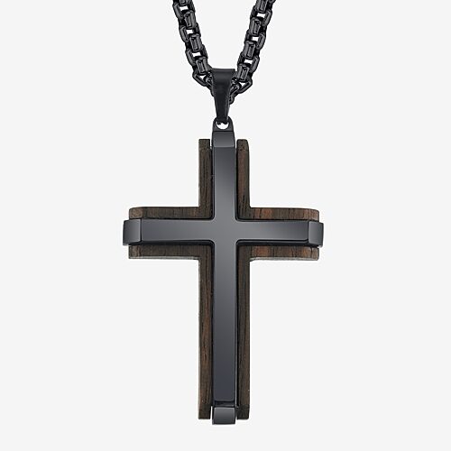 Click here for Wooden Mens Stainless Steel Cross 24 Inch Pendant... prices