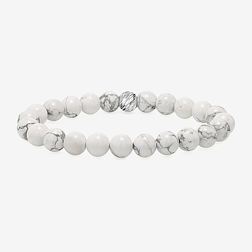 Click here for Mens White Howlite Sterling Silver Beaded Bracelet... prices