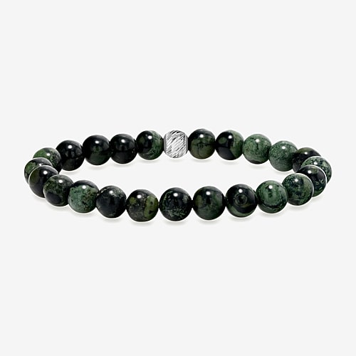 Click here for Mens Green Jasper Sterling Silver Beaded Bracelet... prices