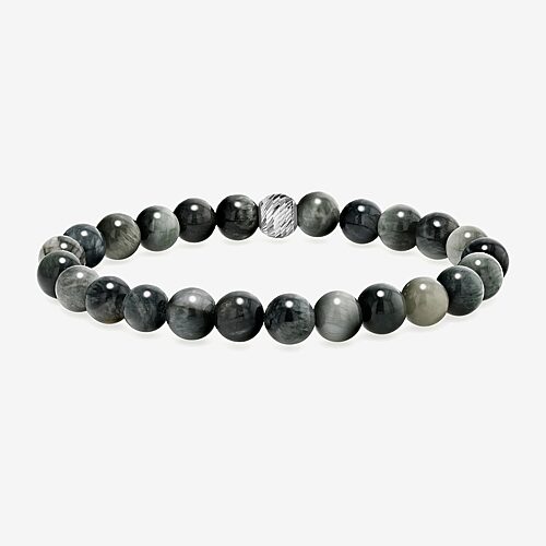 Click here for Mens Gray Agate Sterling Silver Beaded Bracelet  O... prices