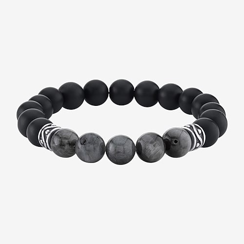 Click here for Mens Multi Color Agate Sterling Silver Beaded Brac... prices