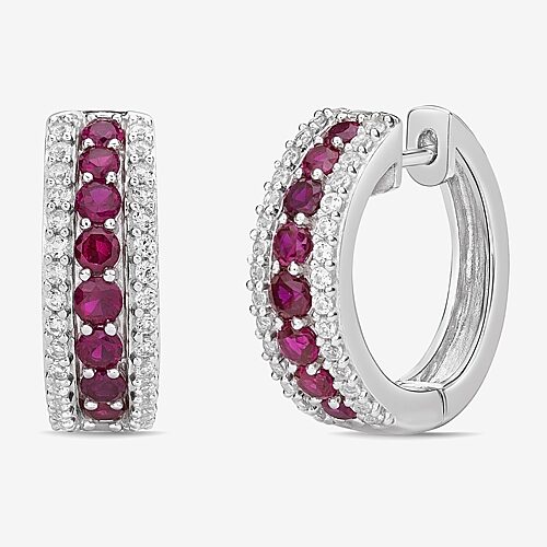 Click here for Genuine Gemstone Sterling Silver 21.5mm Hoop Earri... prices