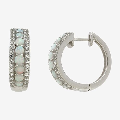 Click here for Genuine Gemstone Sterling Silver 21.5mm Hoop Earri... prices