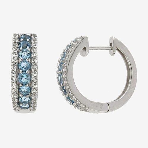 Click here for Genuine Gemstone Sterling Silver 21.5mm Hoop Earri... prices