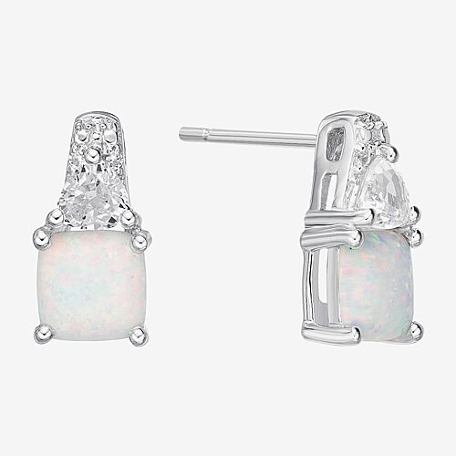 Click here for Lab Created White Opal Sterling Silver 12.8mm Cush... prices