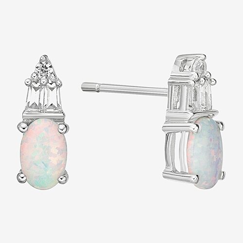 Click here for Lab Created White Opal Sterling Silver 10.5mm Oval... prices