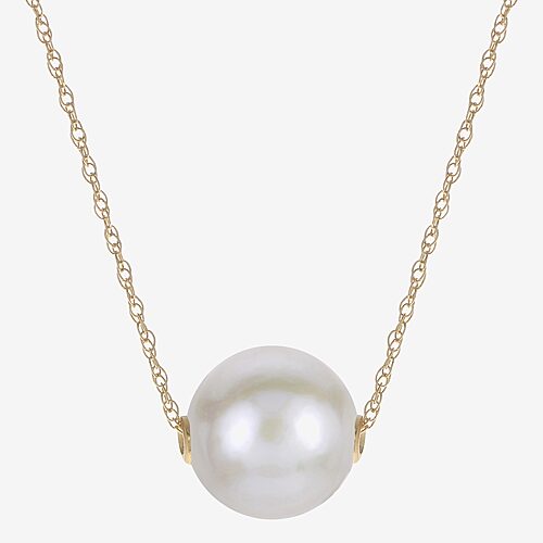 Click here for 10K Gold Cultured Freshwater Pearl Solitaire Neckl... prices