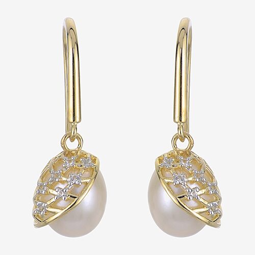 Click here for Womens White Cultured Freshwater Pearl 14K Gold Ov... prices