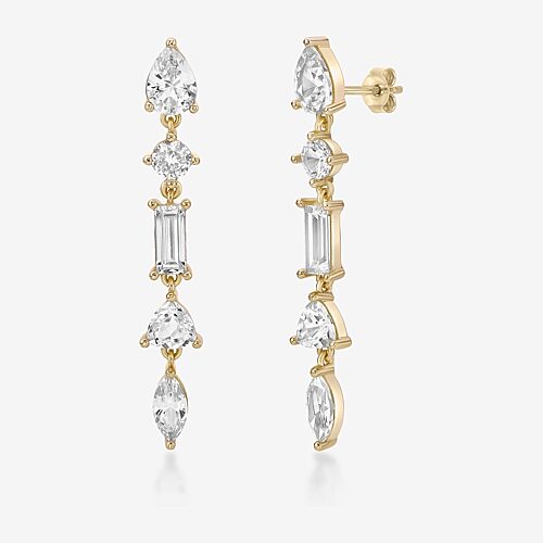 Click here for Womens Lab Created White Sapphire 18K Gold Over Si... prices