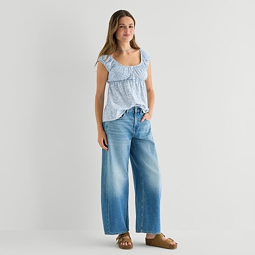 Click here for Arizona Womens Juniors Low Rise Baggy Fit Barrel J... prices