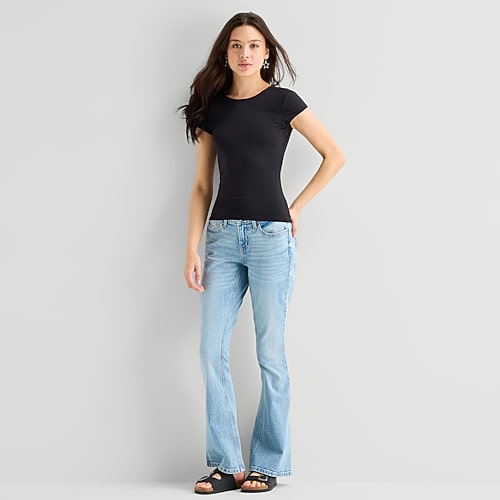 Click here for Arizona Womens Juniors Short Low Rise Bootcut Jean... prices
