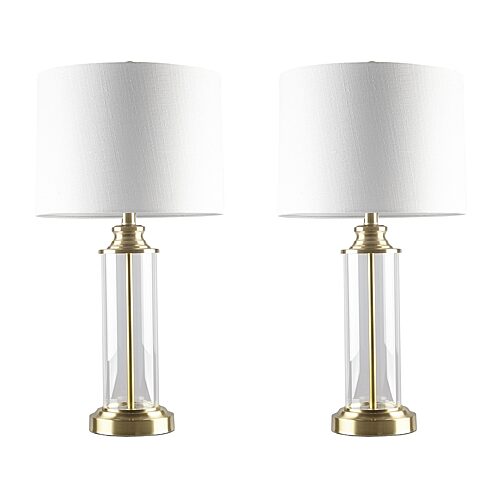 Gold 510 Design Clarity Glass Cylinder Table Lamp Set of 2  One Size  Yellow