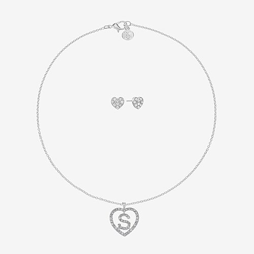 Click here for Mixit Silver Tone Initial Pendant Necklace & Stud... prices