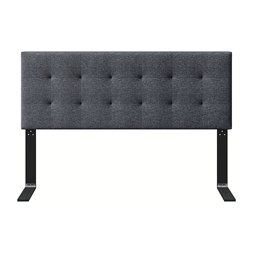Boyd Sleep Queen Tufted Linen Headboard  One Size  Black