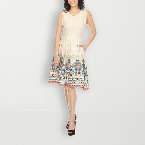 Click here for White Mark Womens Crew Neck Sleeveless Paisley Fit... prices