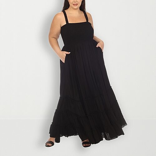 Click here for Plus Size White Mark Smocked Ruffle Maxi Dress prices