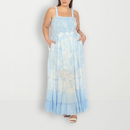 Plus Size White Mark Smocked Ruffle Maxi Dress
