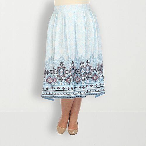 Click here for Plus Size White Mark Pleated Skirt with Border Pri... prices