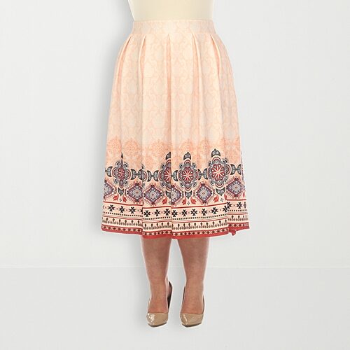 Click here for Plus Size White Mark Pleated Skirt with Border Pri... prices