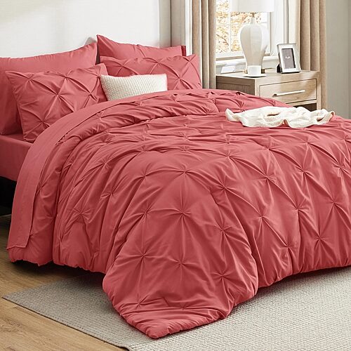 Click here for Bedsure Bedding Sets With Sheets-Solid Pintuck Com... prices