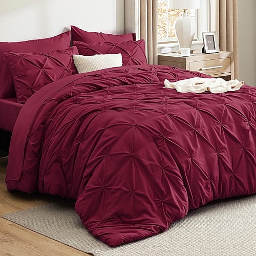 Click here for Bedsure Bedding Sets With Sheets-Solid Pintuck Com... prices
