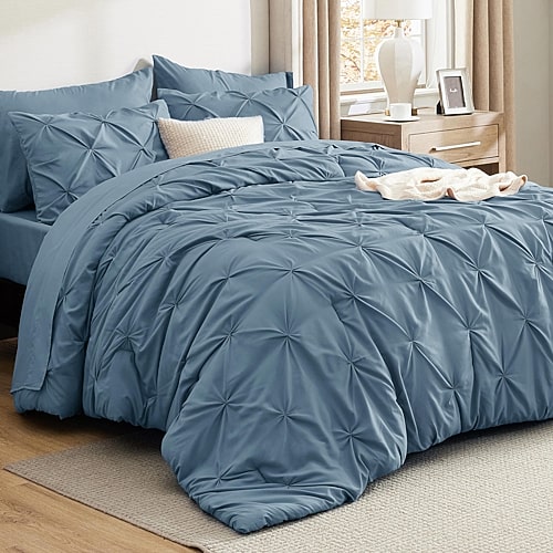 Click here for Bedsure Bedding Sets With Sheets-Solid Pintuck Com... prices