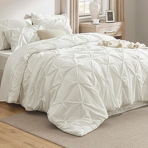 Click here for Bedsure Bedding Sets With Sheets-Solid Pintuck Com... prices