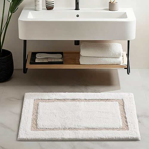 Madison Park Roan Border Tufted Bath Rug  17 x 24 - Beige
