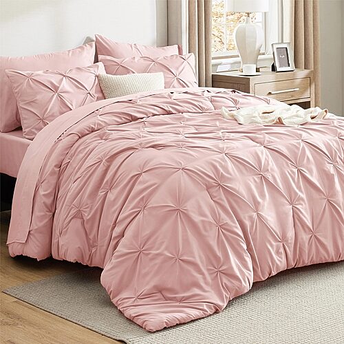 Click here for Bedsure Bedding Sets With Sheets-Solid Pintuck Com... prices