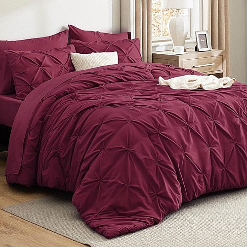 Click here for Bedsure Bedding Sets With Sheets-Solid Pintuck Com... prices