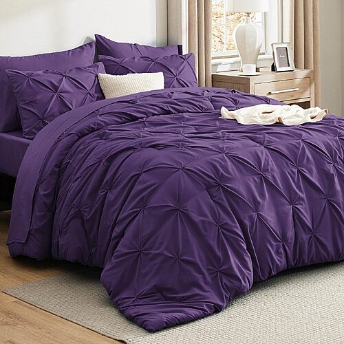 Click here for Bedsure Bedding Sets With Sheets-Solid Pintuck Com... prices