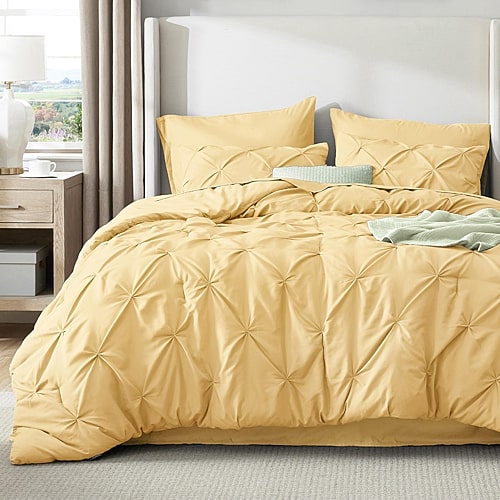 Click here for Bedsure Bedding Sets With Sheets-Solid Pintuck Com... prices