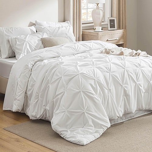 Click here for Bedsure Bedding Sets With Sheets-Solid Pintuck Com... prices