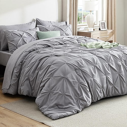 Click here for Bedsure Bedding Sets With Sheets-Solid Pintuck Com... prices