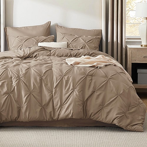Click here for Bedsure Bedding Sets With Sheets-Solid Pintuck Com... prices
