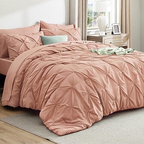 Click here for Bedsure Bedding Sets With Sheets-Solid Pintuck Com... prices
