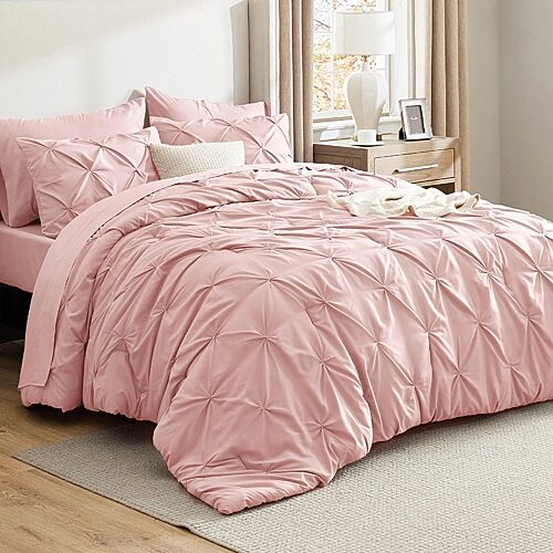 Click here for Bedsure Bedding Sets With Sheets-Solid Pintuck Com... prices